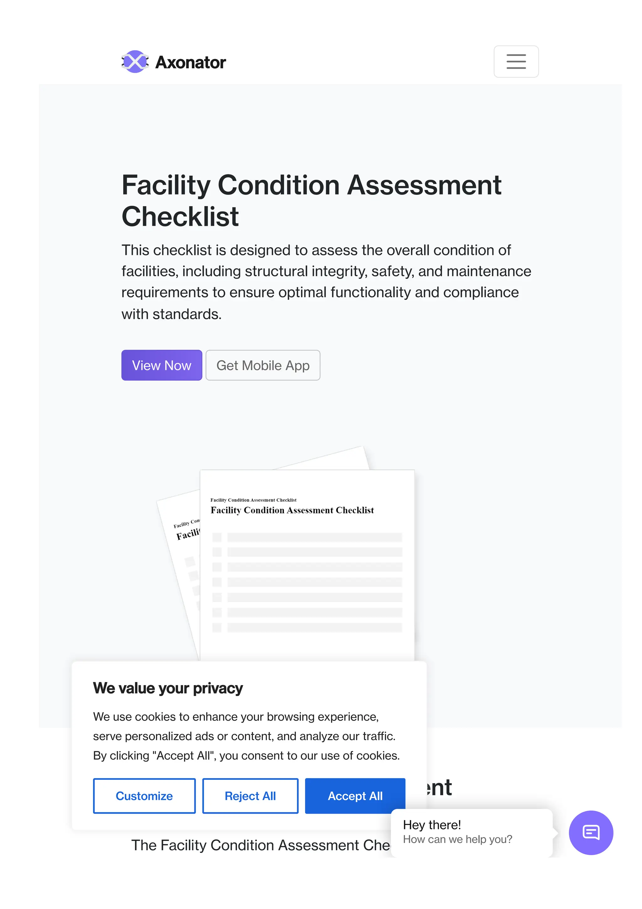 facility condition assessment checklistfacility condition assessment ...