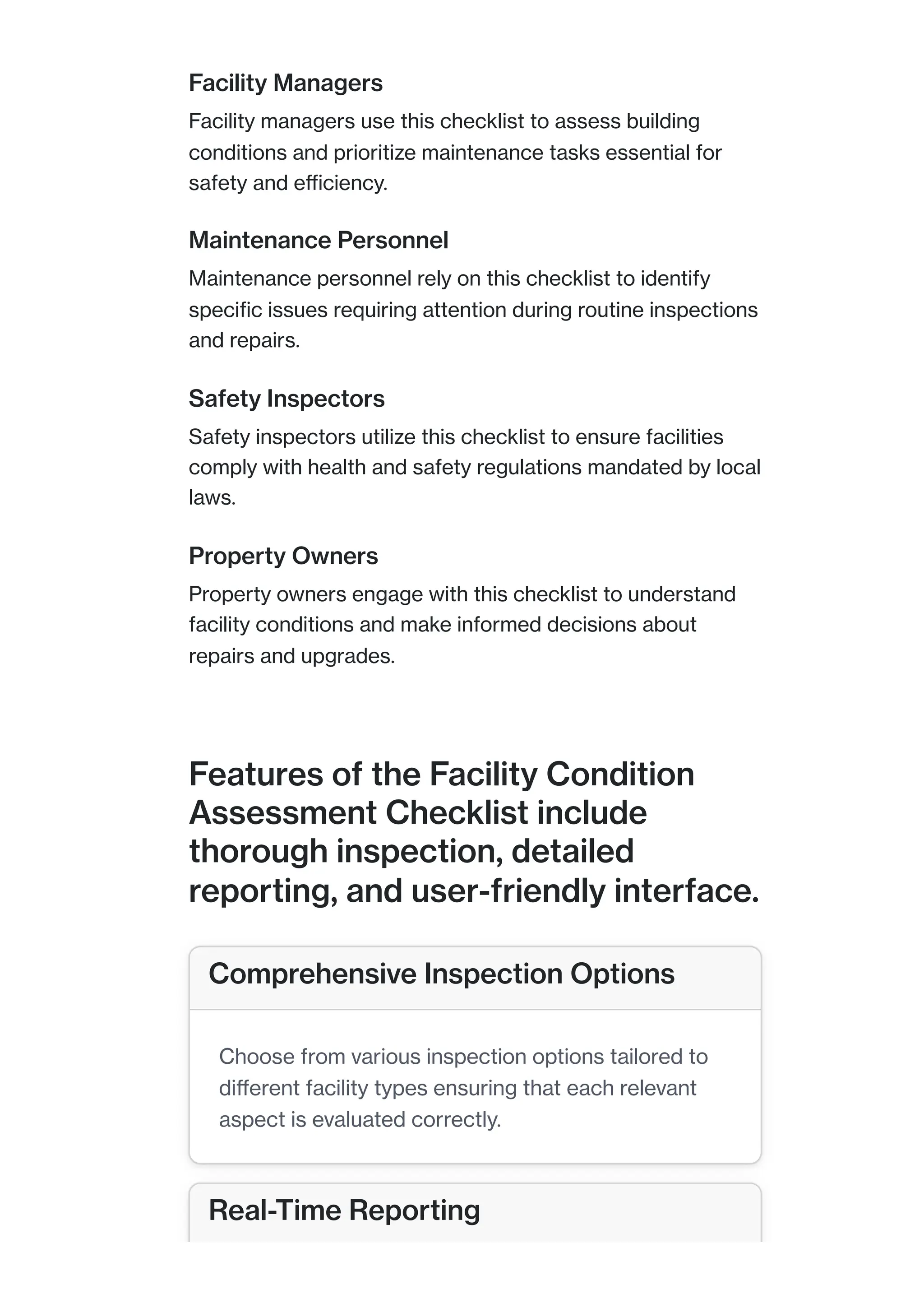 facility condition assessment checklistfacility condition assessment checklist | PDF