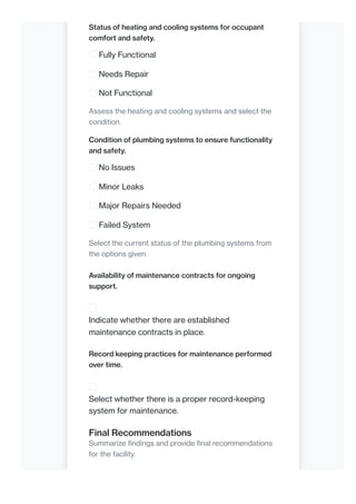 facility condition assessment checklistfacility condition assessment ...