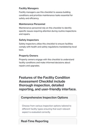 facility condition assessment checklistfacility condition assessment ...
