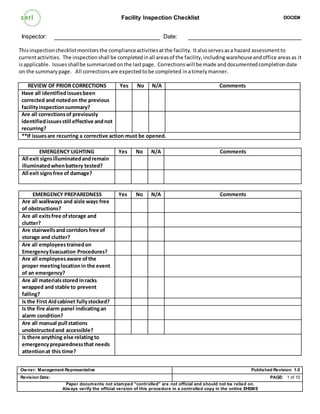 Facility inspection checklist | DOCX