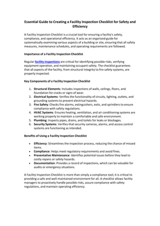 The Ultimate Guide to a Facility Inspection Checklist 🏢 | PDF
