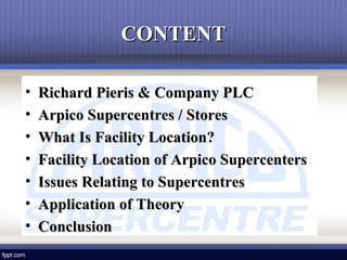 Facility location Arpico | PPT