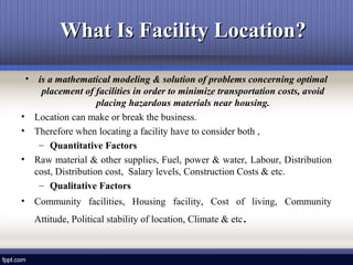 Facility location Arpico | PPT
