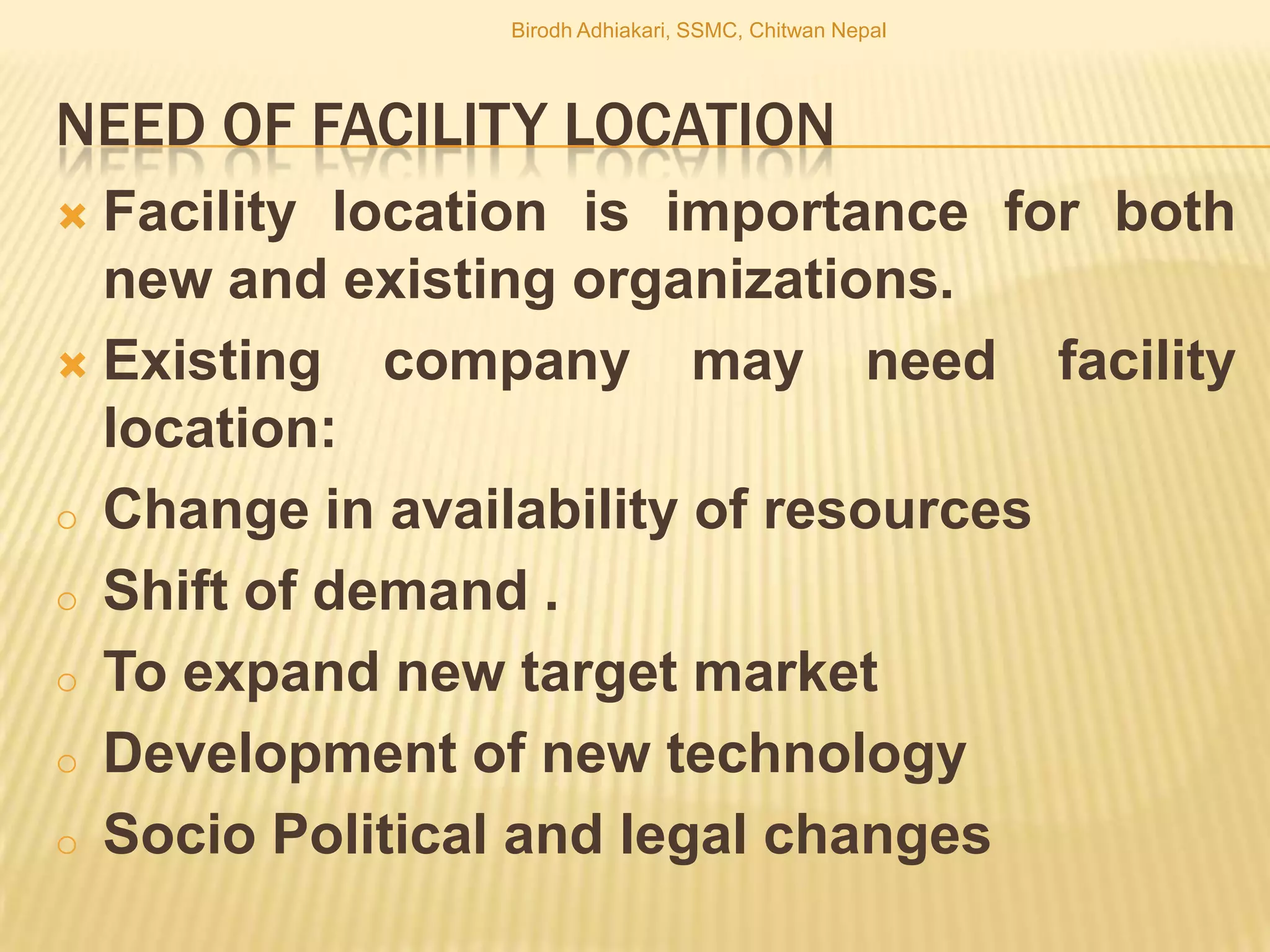 Facility location and layout planning | PPTX