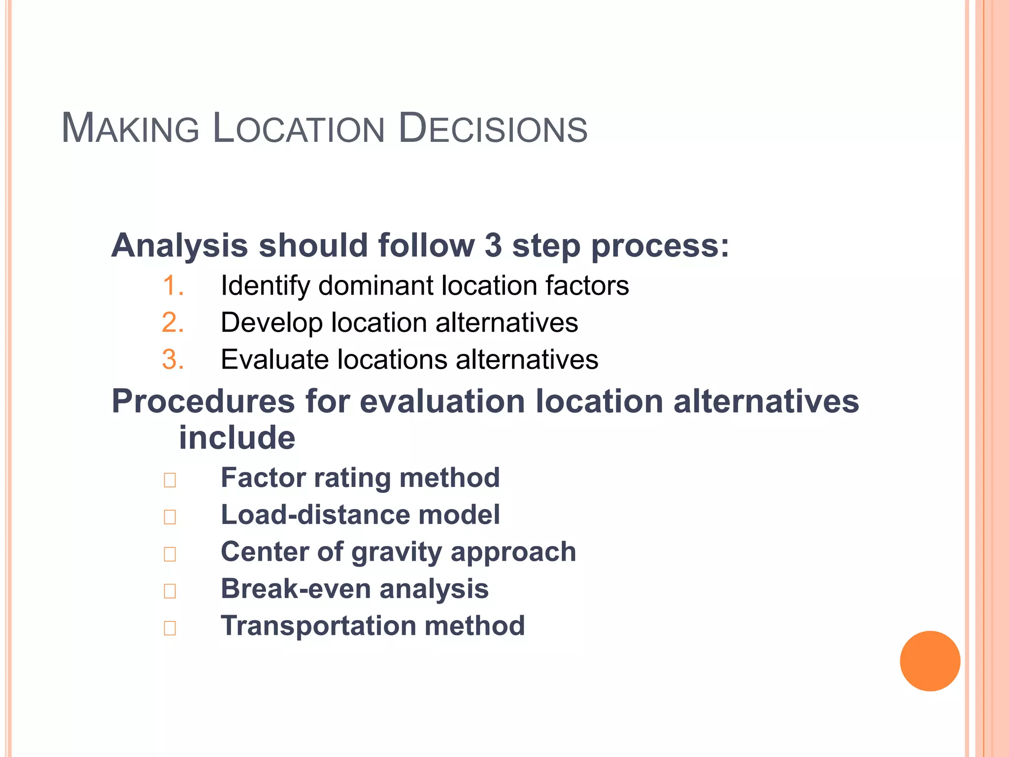 Facility location and techniques | PPTX