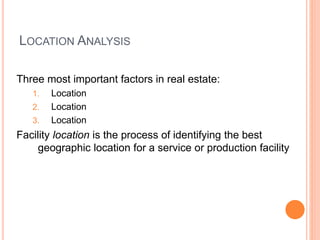 Facility location and techniques | PPTX