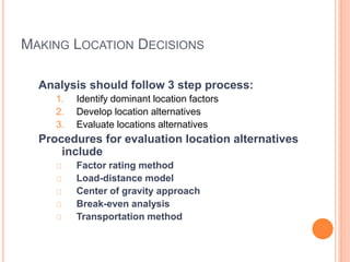 Facility location and techniques | PPTX