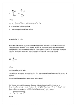 Facility location method | DOCX | Physics | Science