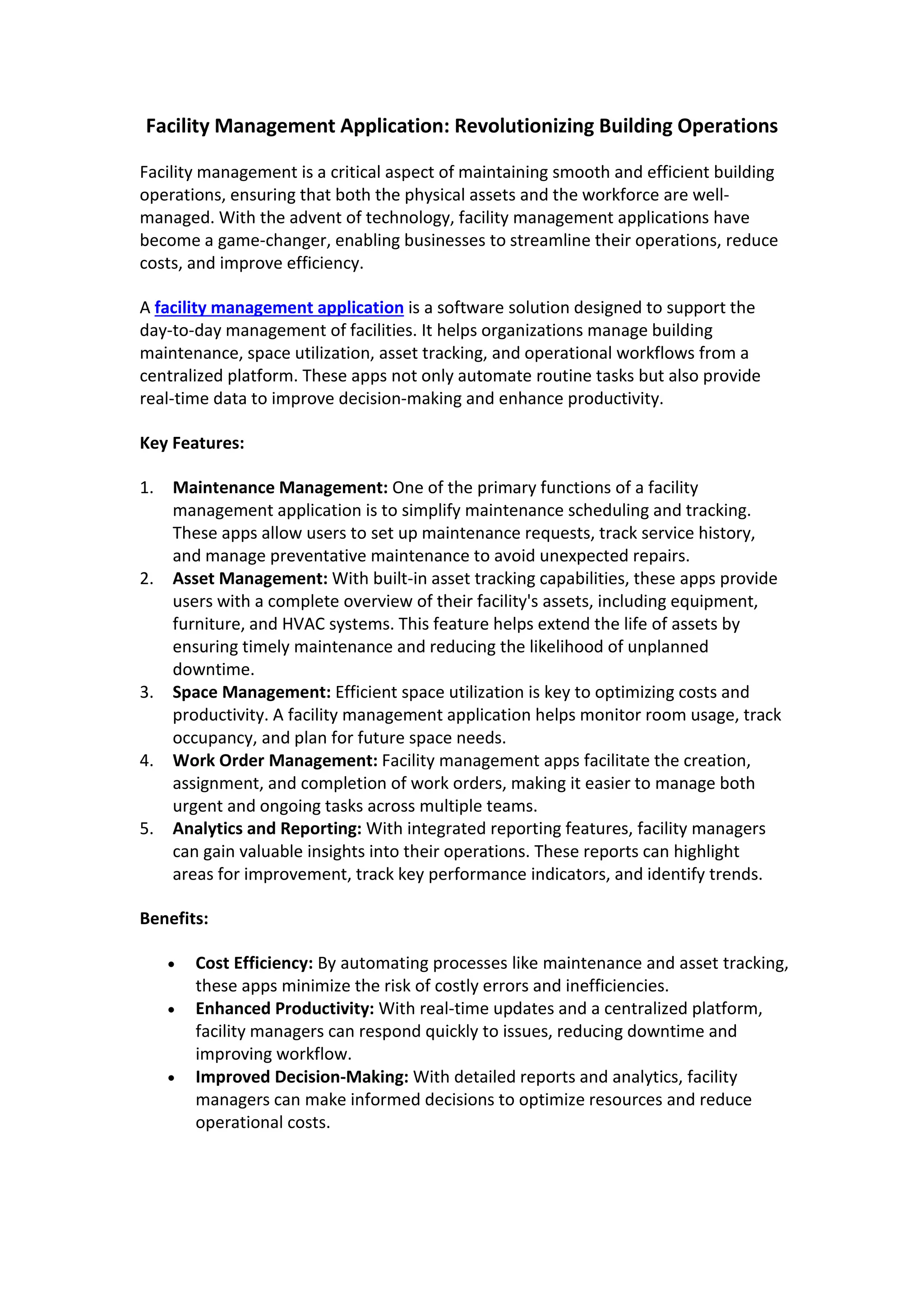 Unlock the Future of Facility Management with a Smart App! | PDF