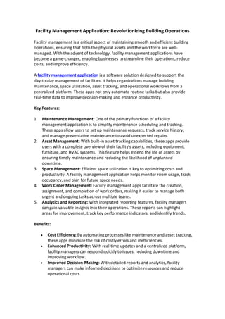 Unlock the Future of Facility Management with a Smart App! | PDF