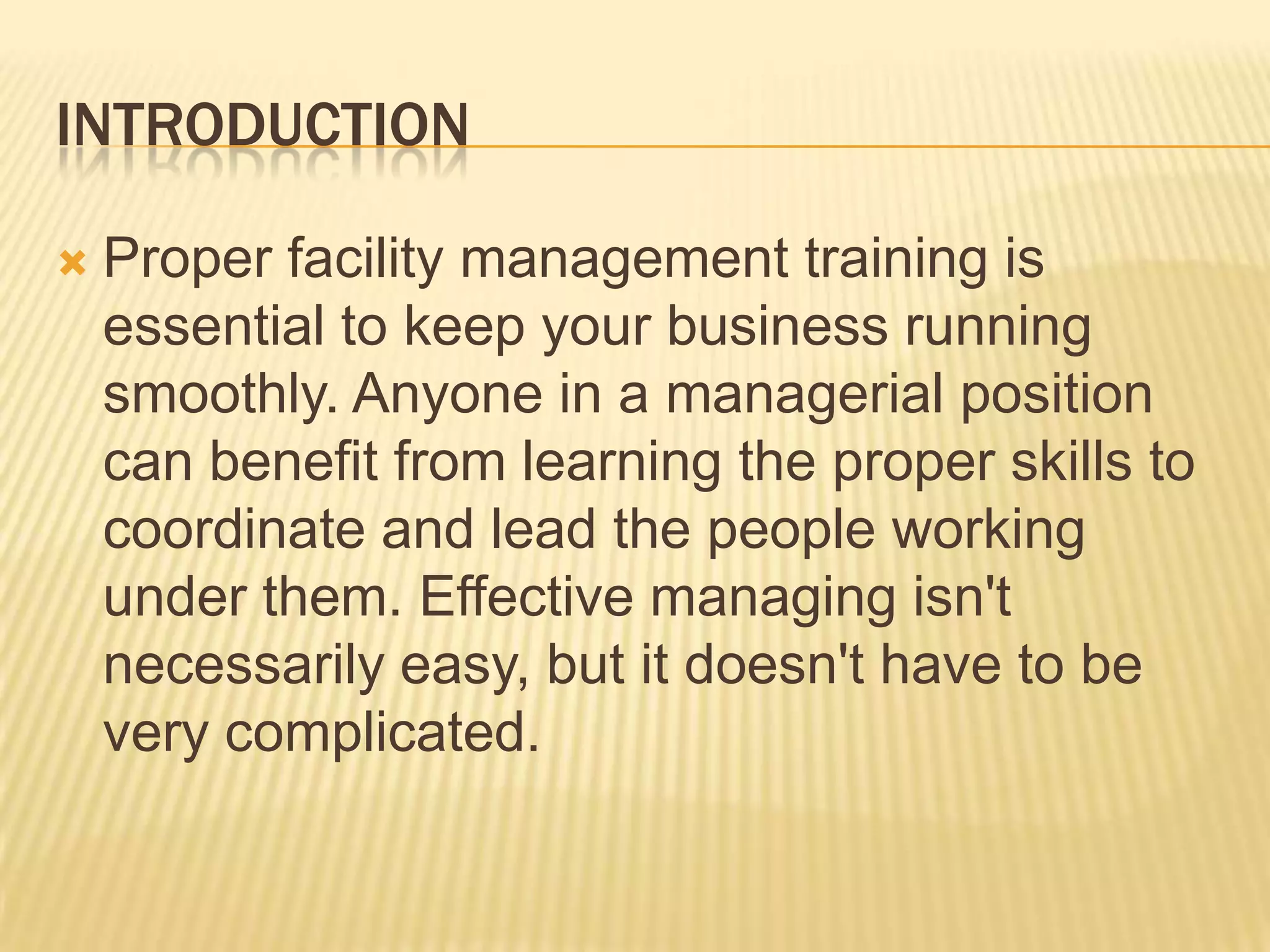 Facility management training | PPTX