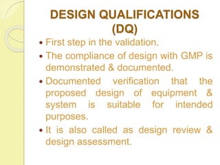 Facility Qualification & Consideration of Validation Aspects | PPTX