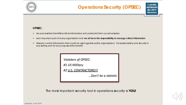 Facility security clearance refresher training | PPT