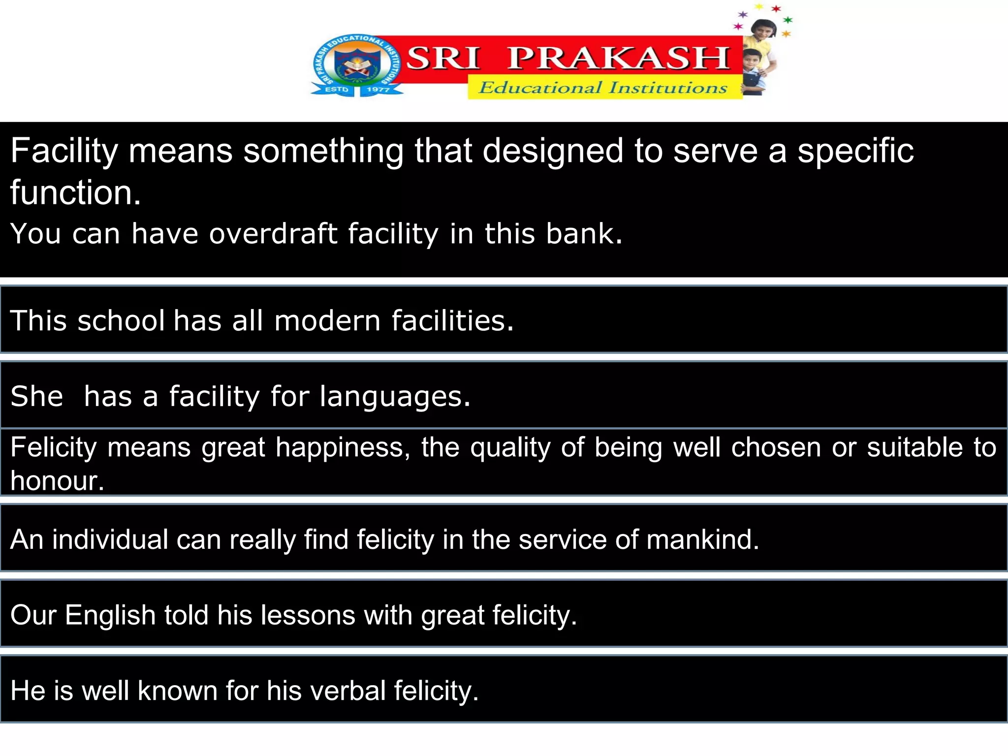 Facility Vs Felicity | PPT