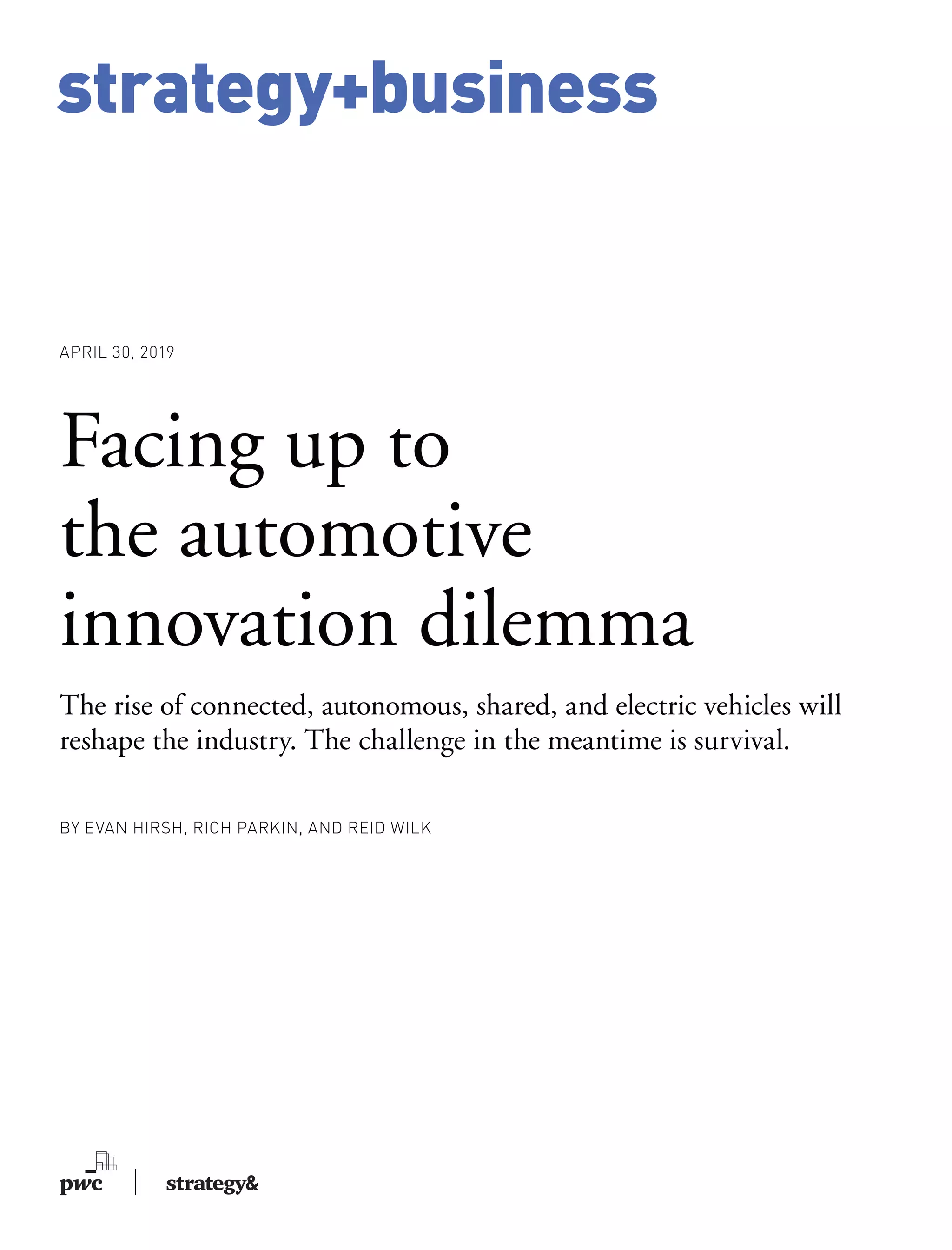 Facing up to the automotive innovation dilemma | PDF