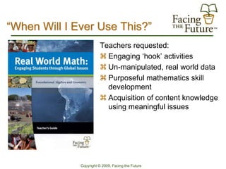 Real World Math: Engaging Students through Global Issues | PDF