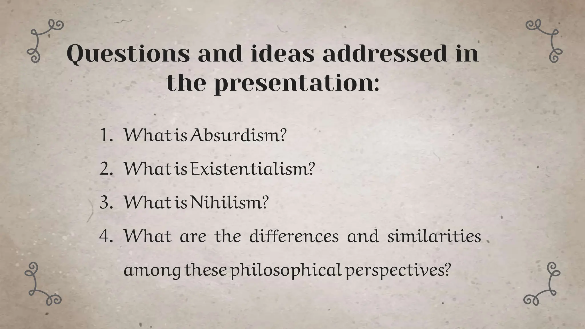 Facing the Void_ A Comparative Analysis of Absurdism, Nihilism, and Existentialism.pptx