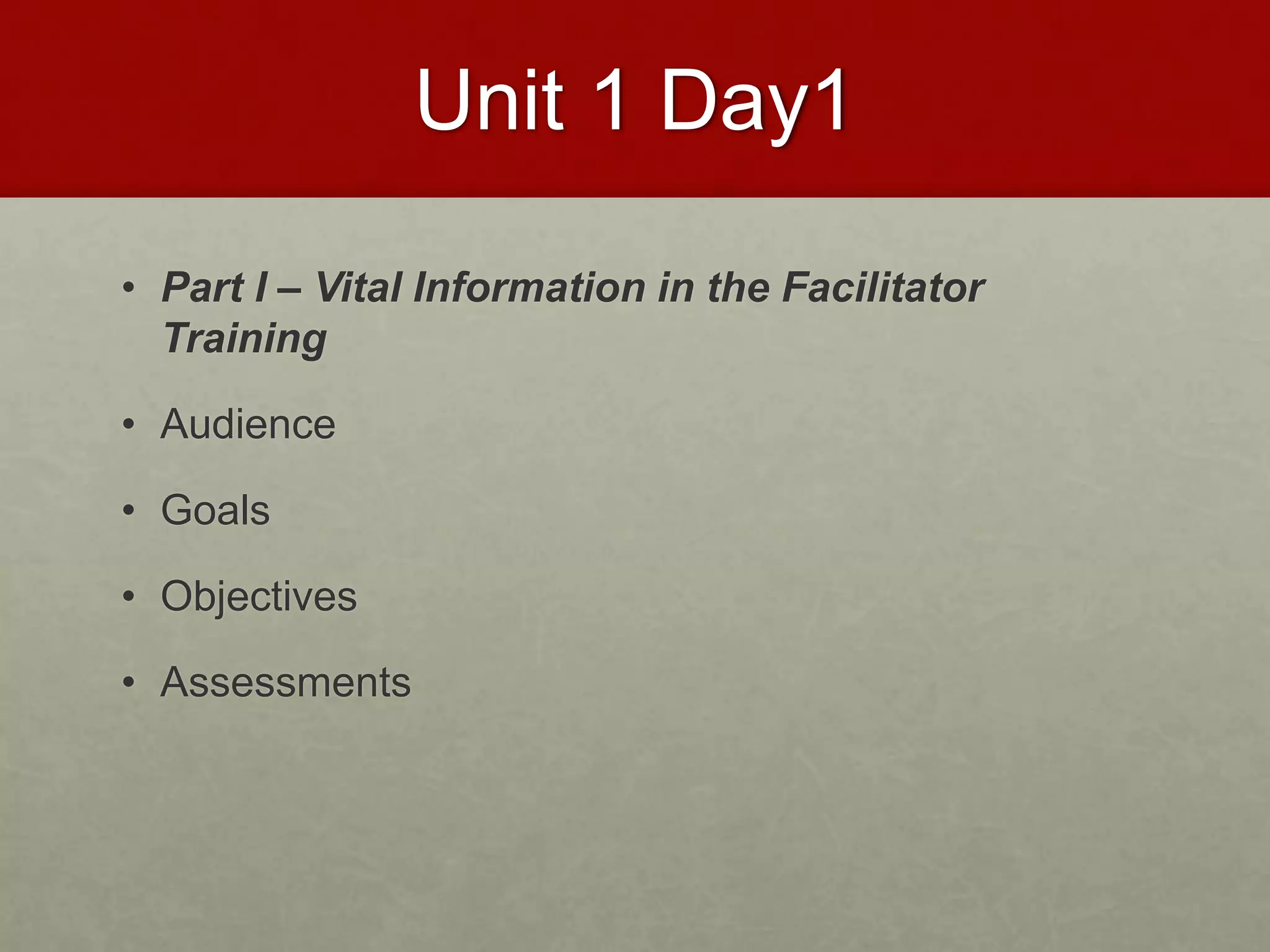 Facilitator Training Manual | PPTX