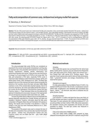 Fa composition of common carp, trout and grey mullet | PDF