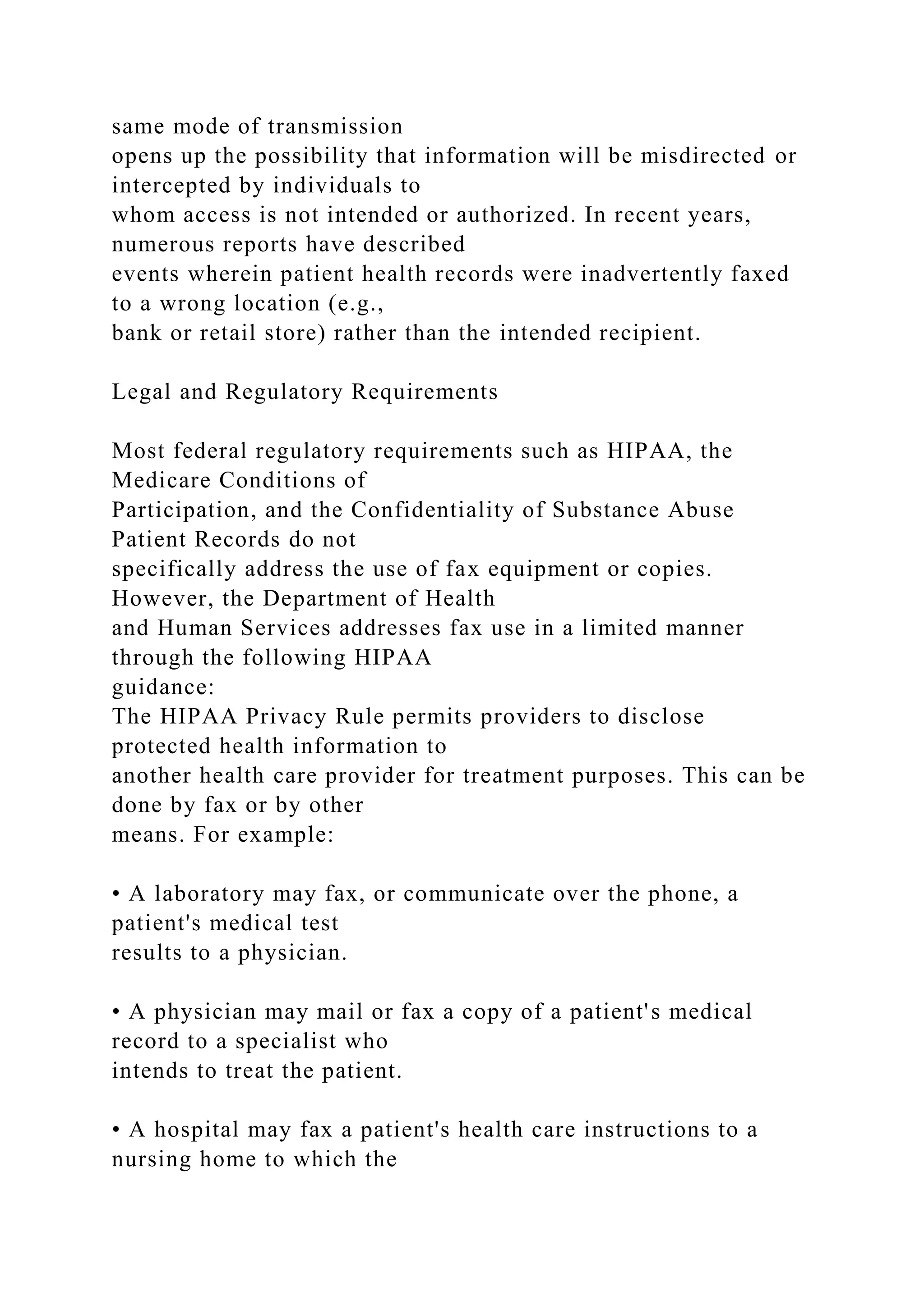 Facsimile Transmission of Health Information (Updated) .docx