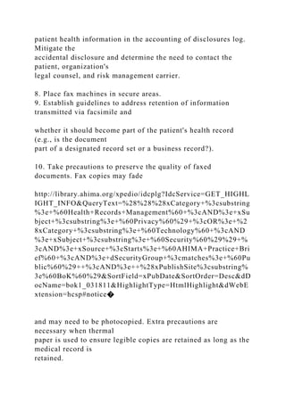 Facsimile Transmission of Health Information (Updated) .docx
