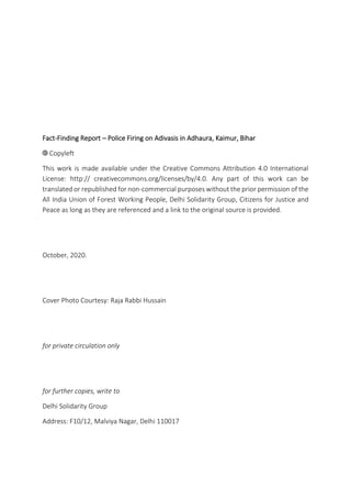 Fact finding report adhaura-kaimur corrected final (1) | PDF
