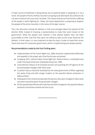 Fact finding report adhaura-kaimur corrected final (1) | PDF