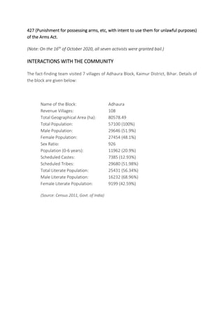 Fact finding report adhaura-kaimur corrected final (1) | PDF
