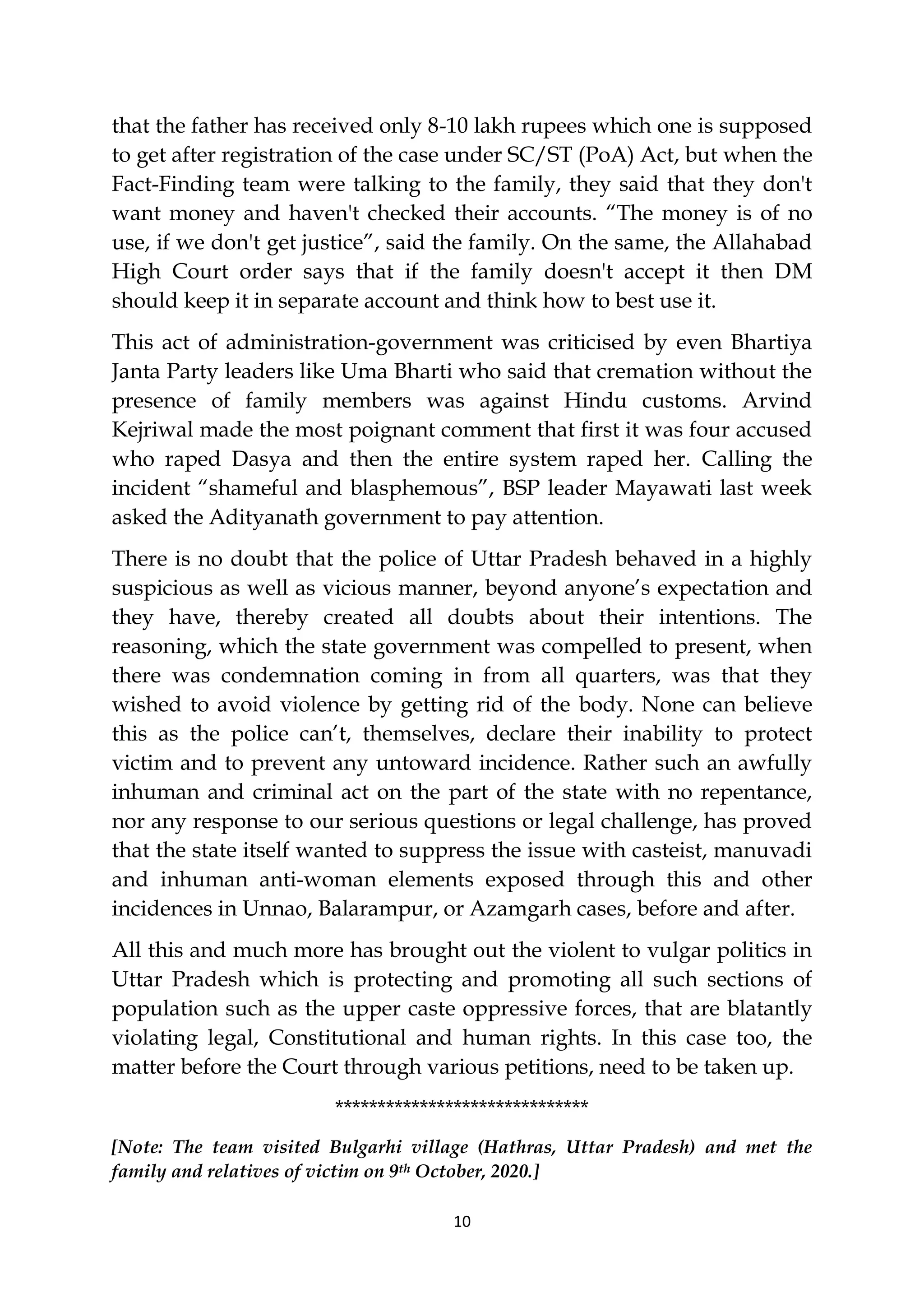 Fact finding report hathras-napm | PDF