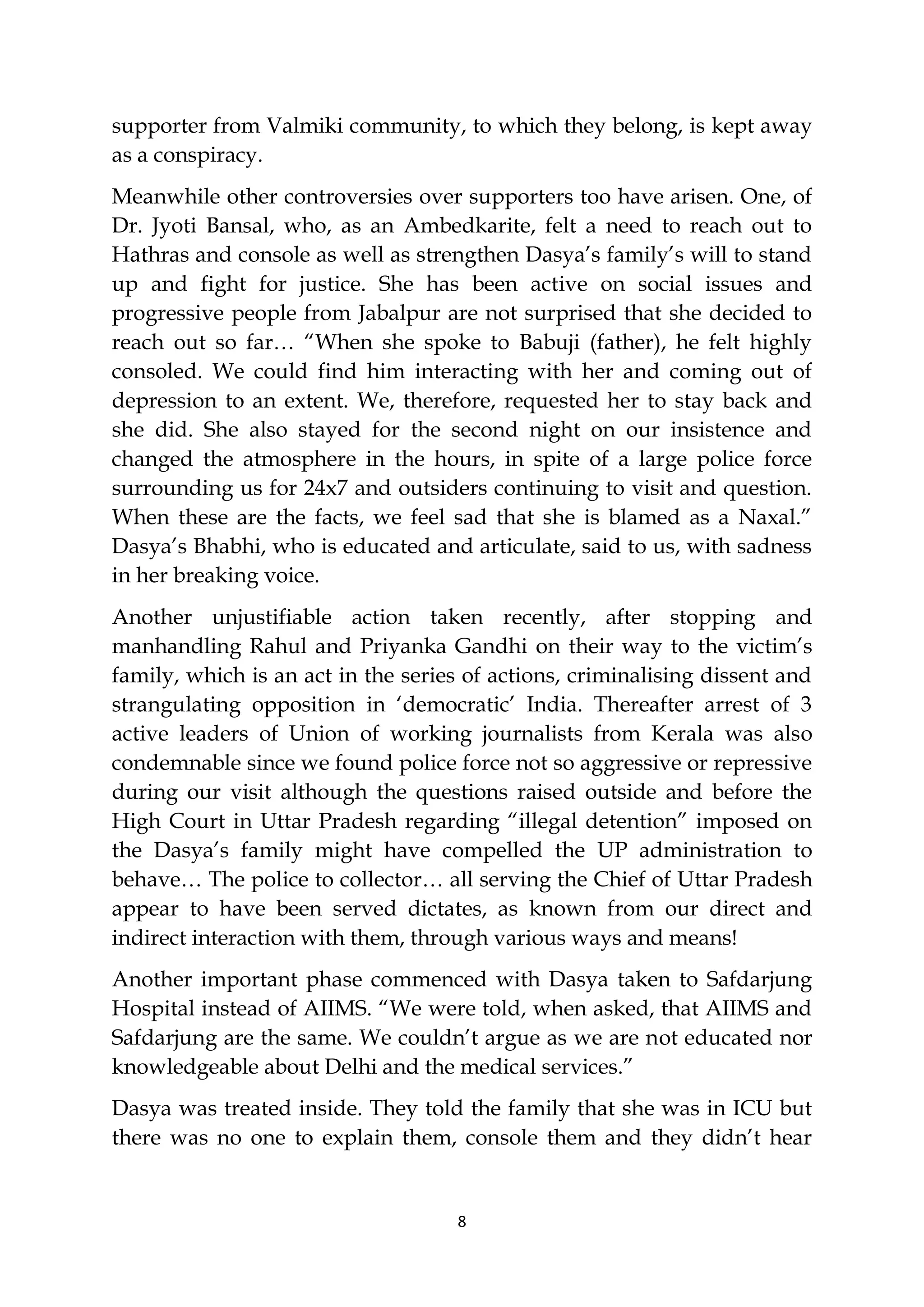 Fact finding report hathras-napm | PDF