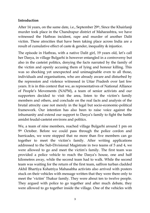 Fact finding report hathras-napm | PDF