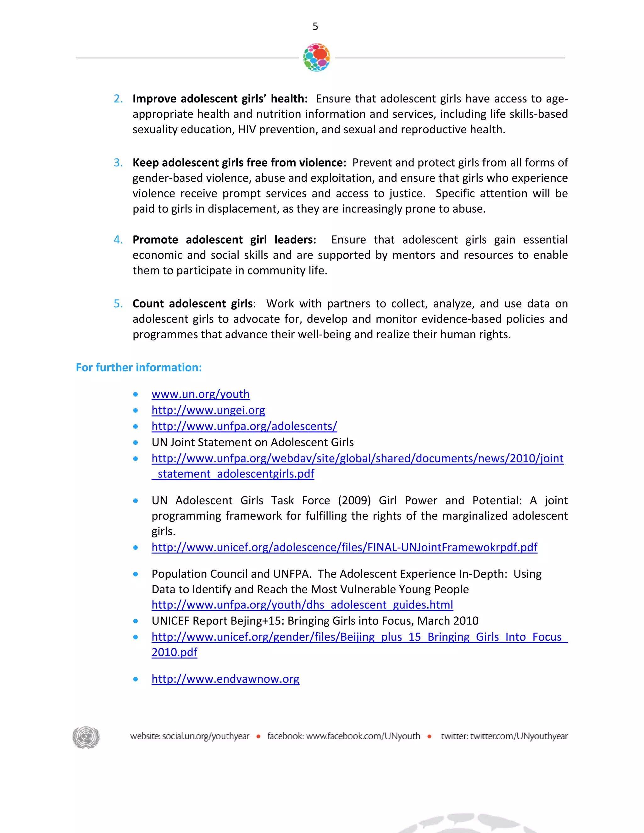 Fact Sheet: Girls and Young Women | PDF