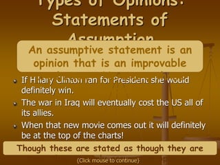 Fact presentation and Opinion presentation | PPT
