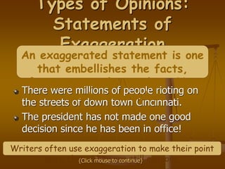 Fact presentation and Opinion presentation | PPT | Science