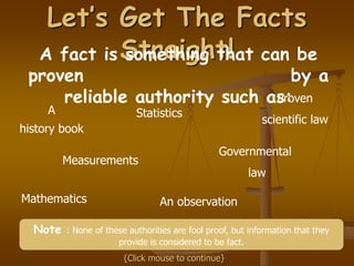 Fact presentation and Opinion presentation | PPT