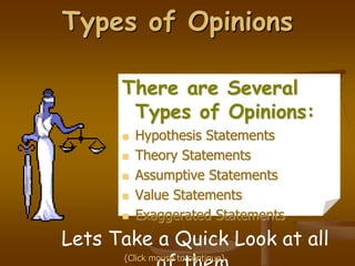 Fact presentation and Opinion presentation | PPT