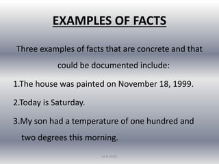Fact And Opinion Examples