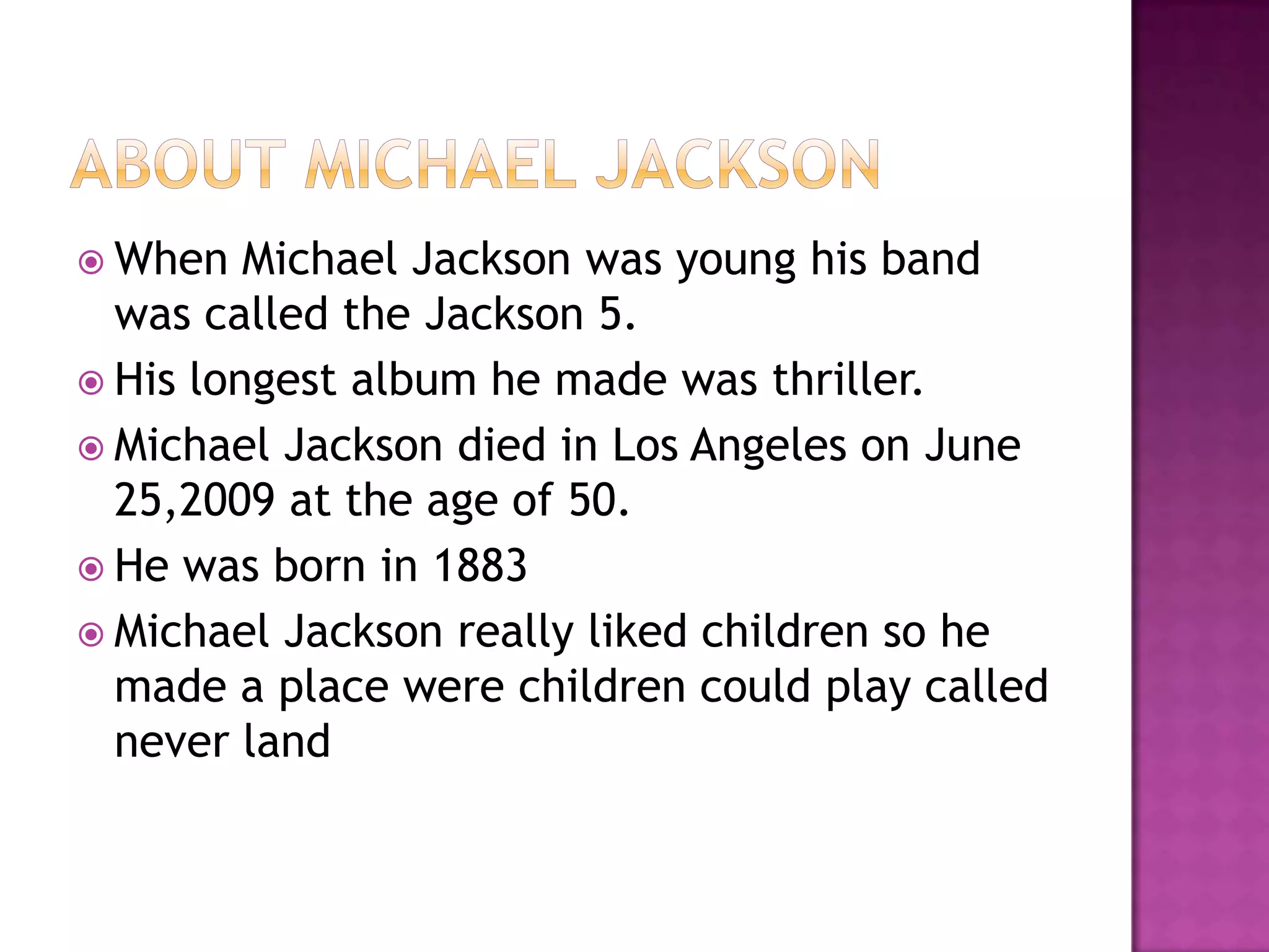 Factfile Michael Jackson | PPTX