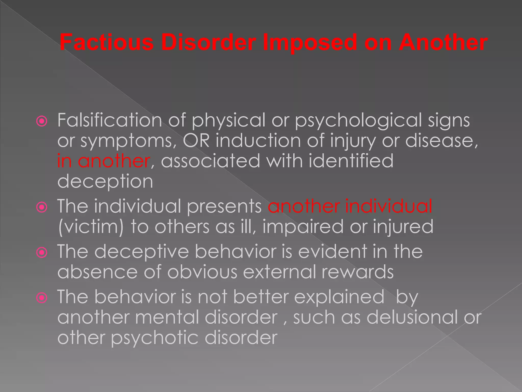 Factitious disoder ppt | PPTX