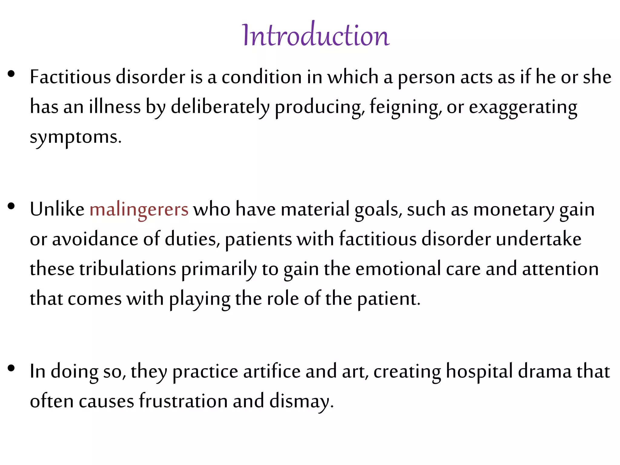 Factitious disorder | PPTX