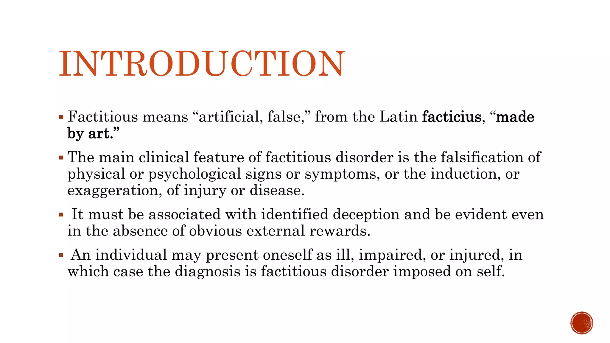 Factitious disorder | PPTX