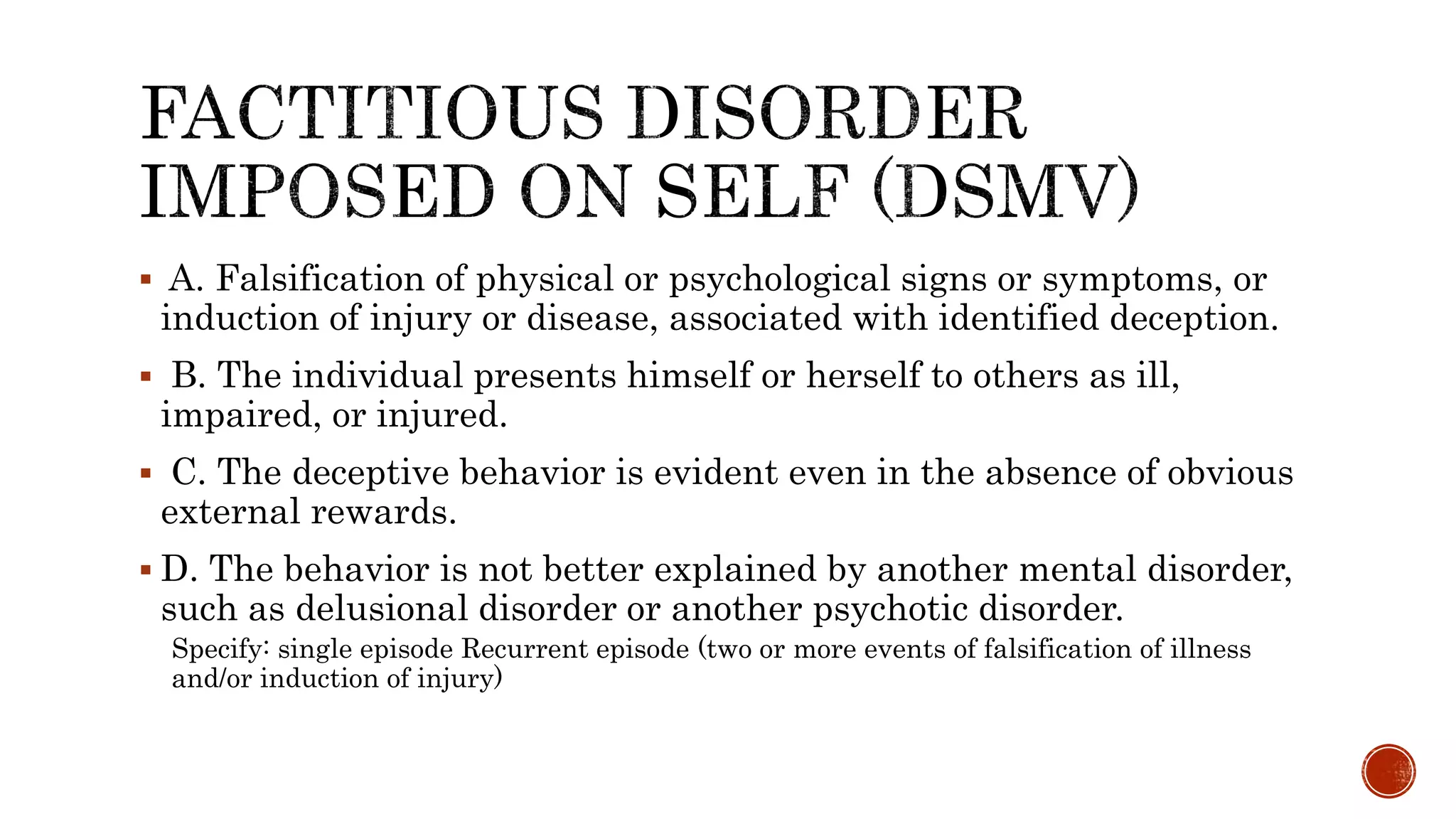 Factitious disorder | PPTX