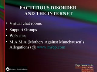 Factitious disorders - Book Chapter | PPT