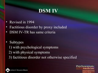 Factitious disorders - Book Chapter | PPT