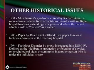 Factitious disorders - Book Chapter | PPT