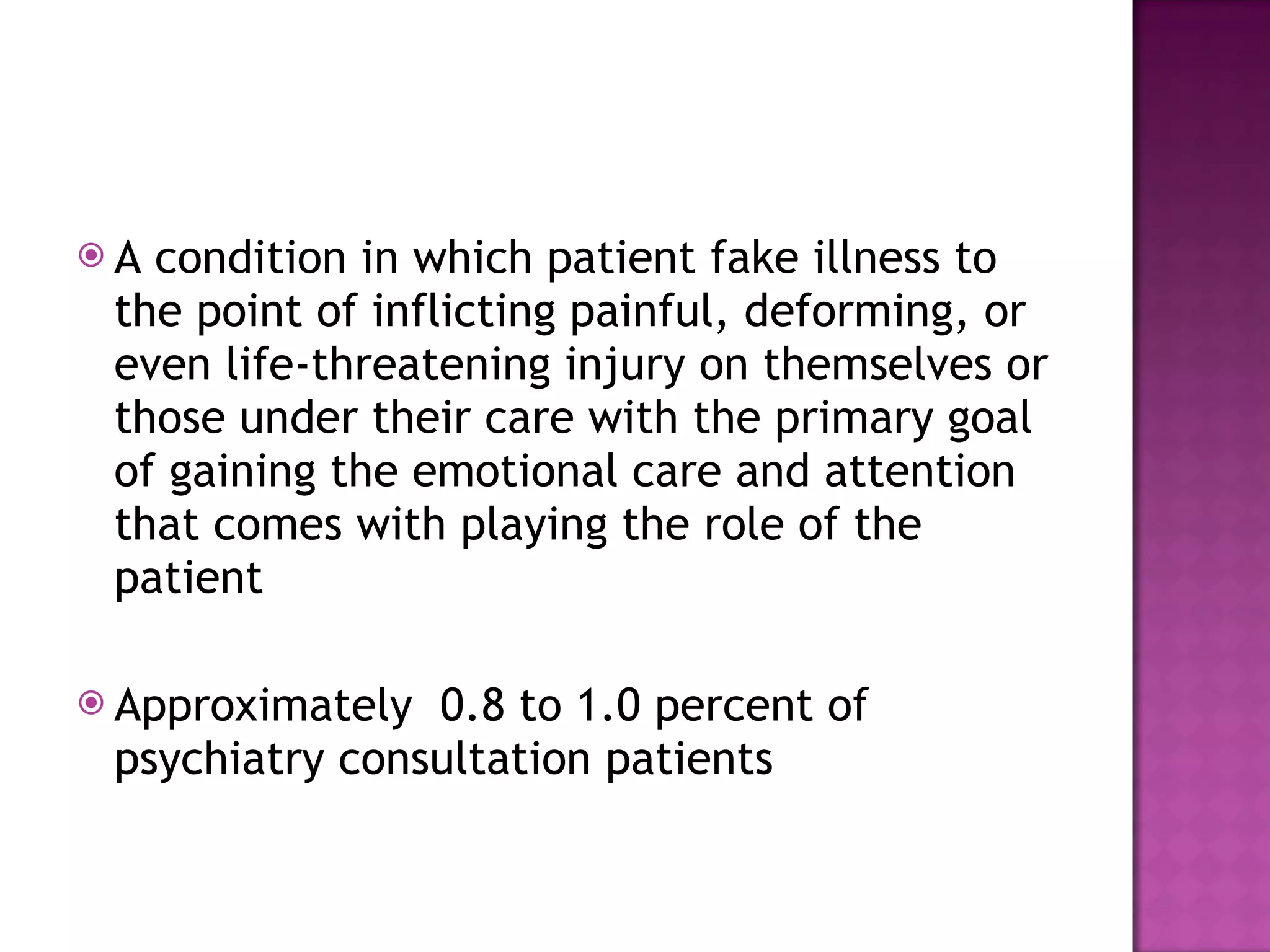 Factitious disorders, Psych II Sec B | PPT