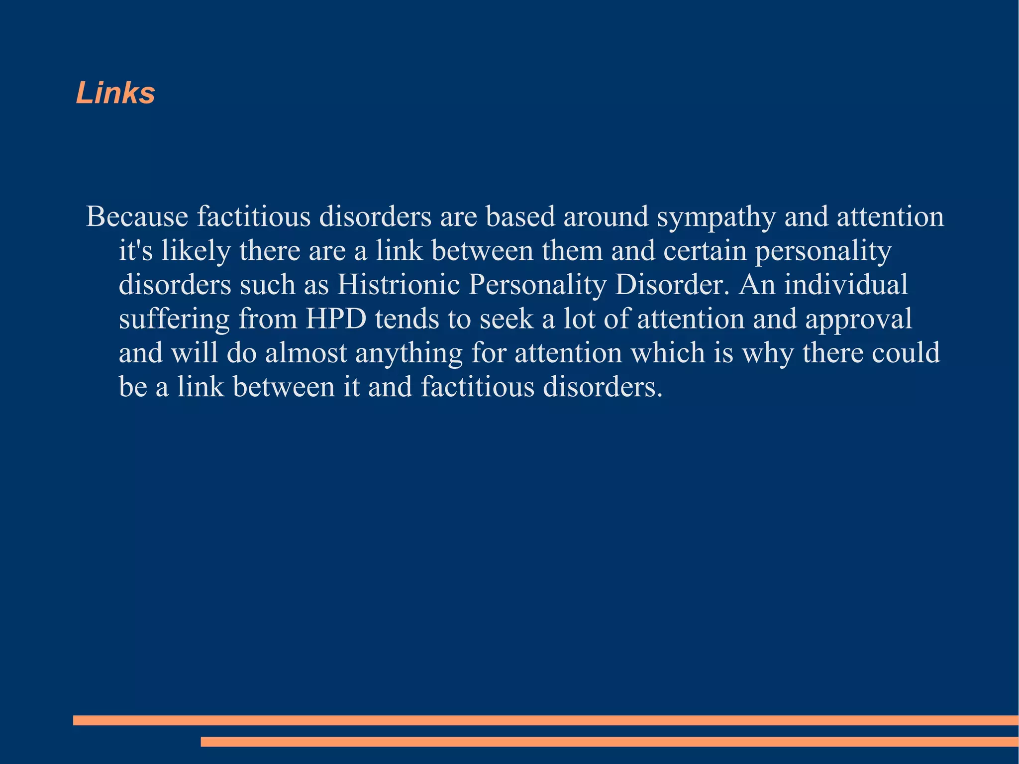 Factitious disorders presentation | ODP