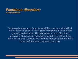 Factitious disorders presentation | PPT