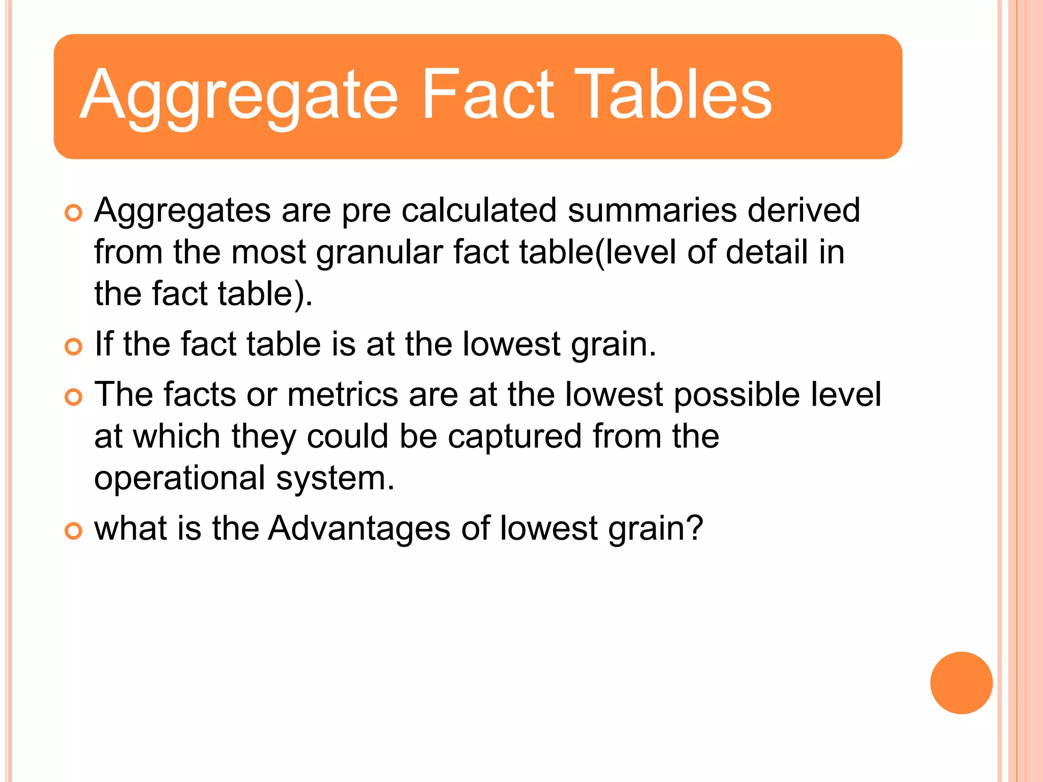 Fact less fact Tables & Aggregate Tables | PPTX